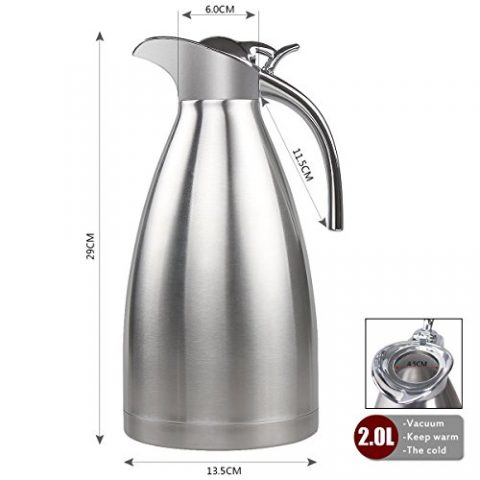 68 Oz Thermal Coffee Carafe 304 Stainless Steel Double Walled Vacuum Insulated Thermos Carafe ...