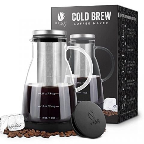 Bean Envy Cold Brew Coffee Maker – 32 oz Glass Iced Tea & Coffee Cold ...
