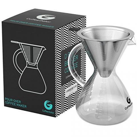 Coffee Gator Pour Over Coffee Maker – 27 oz Paperless, Portable, Drip ...